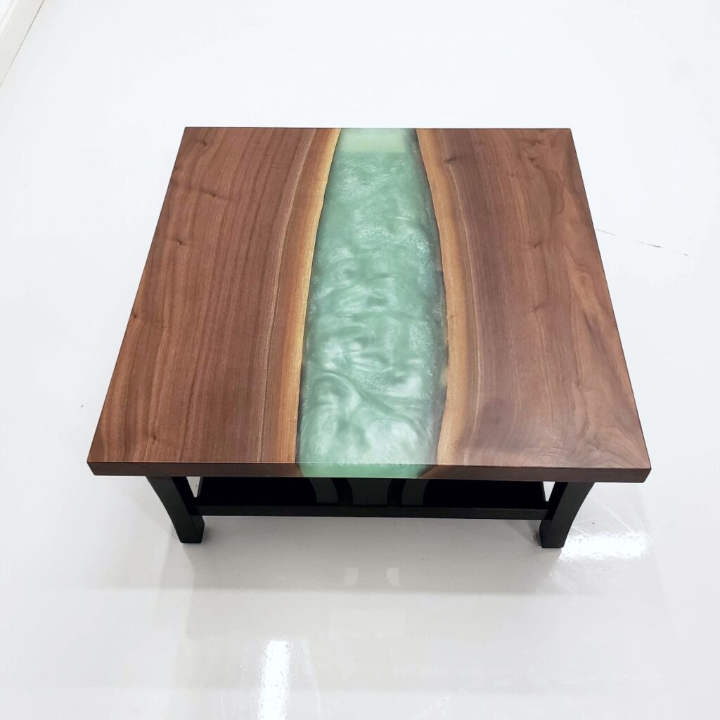 Shop 36" x 18" Walnut & Epoxy River Coffee Table | Handcrafted Amish ...