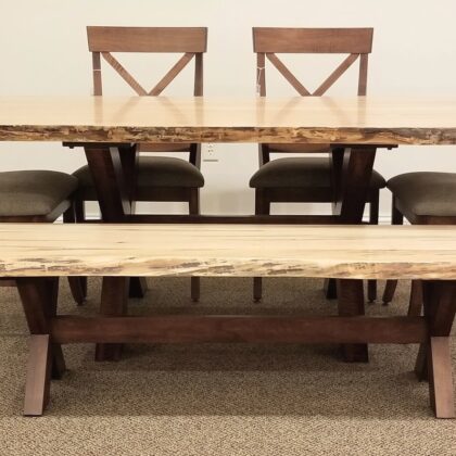 Shop Wormy Maple Bookmatched Live Edge Table Set | Handcrafted Amish ...